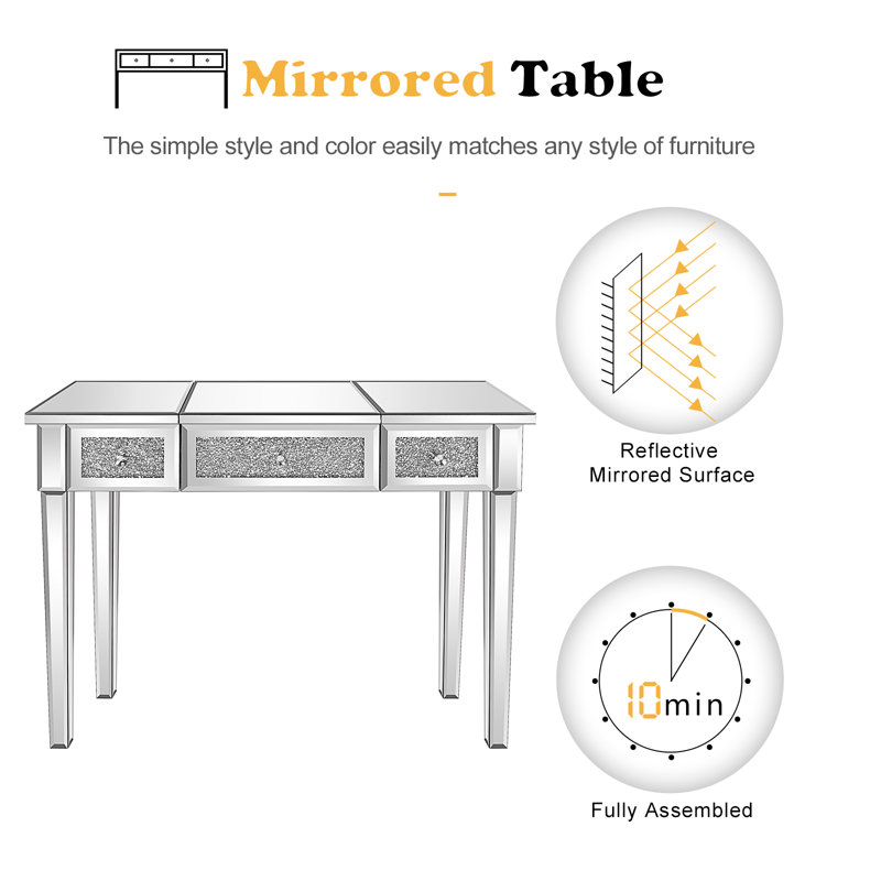 Mercer41 Mirrored Computer Desk & Reviews | Wayfair